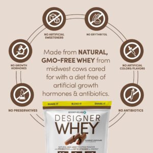 Designer Wellness, Designer Whey, Natural Whey Protein Powder with Probiotics, Fiber, and Key B-Vitamins for Energy, Gluten-Free, Gourmet Chocolate 4 lb