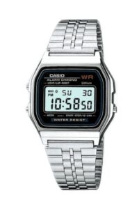 casio unisex digital watch with stainless steel strap – a159wa-1d, lcd/grey, bracelet