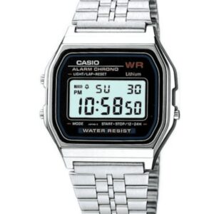 Casio Unisex Digital Watch with Stainless Steel Strap – A159WA-1D, Lcd/Grey, Bracelet