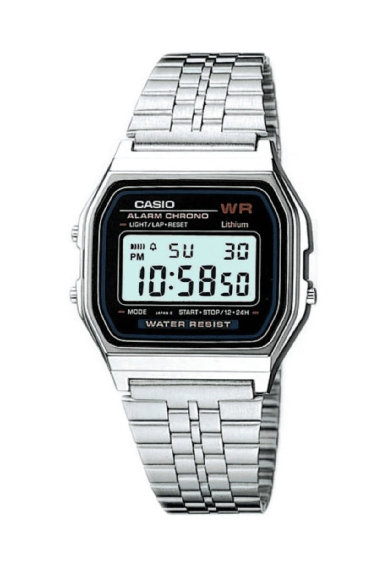 Casio Unisex Digital Watch with Stainless Steel Strap – A159WA-1D, Lcd/Grey, Bracelet