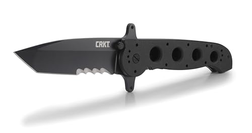 CRKT M16-14SFG EDC Folding Pocket Knife: Special Forces Everyday Carry, Black Serrated Edge Blade, Tanto, Automated Liner Safety, Dual Hilt, G10 Handle, 4-Position Pocket Clip