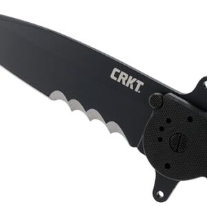 CRKT M16-14SFG EDC Folding Pocket Knife: Special Forces Everyday Carry, Black Serrated Edge Blade, Tanto, Automated Liner Safety, Dual Hilt, G10 Handle, 4-Position Pocket Clip