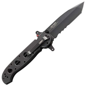 CRKT M16-14SFG EDC Folding Pocket Knife: Special Forces Everyday Carry, Black Serrated Edge Blade, Tanto, Automated Liner Safety, Dual Hilt, G10 Handle, 4-Position Pocket Clip