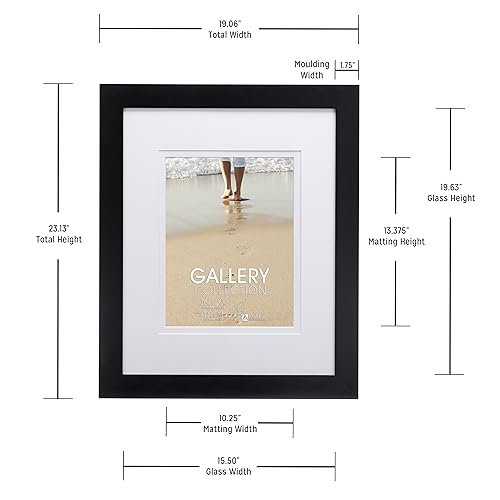 Malden 16x20 Matted Picture Frame - Made to Display Pictures 11x14 with Mat, or 16x20 without Mat -Black