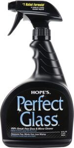 hope's perfect glass cleaner spray, streak-free, ammonia-free window, mirror, screen, tinted glass, and shower door cleaner, indoor and outdoor glass surfaces, 32 fl oz, pack of 1