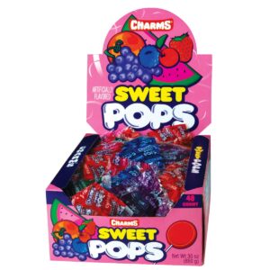 charms sweet pops, in assorted fruit flavors, 48-count box