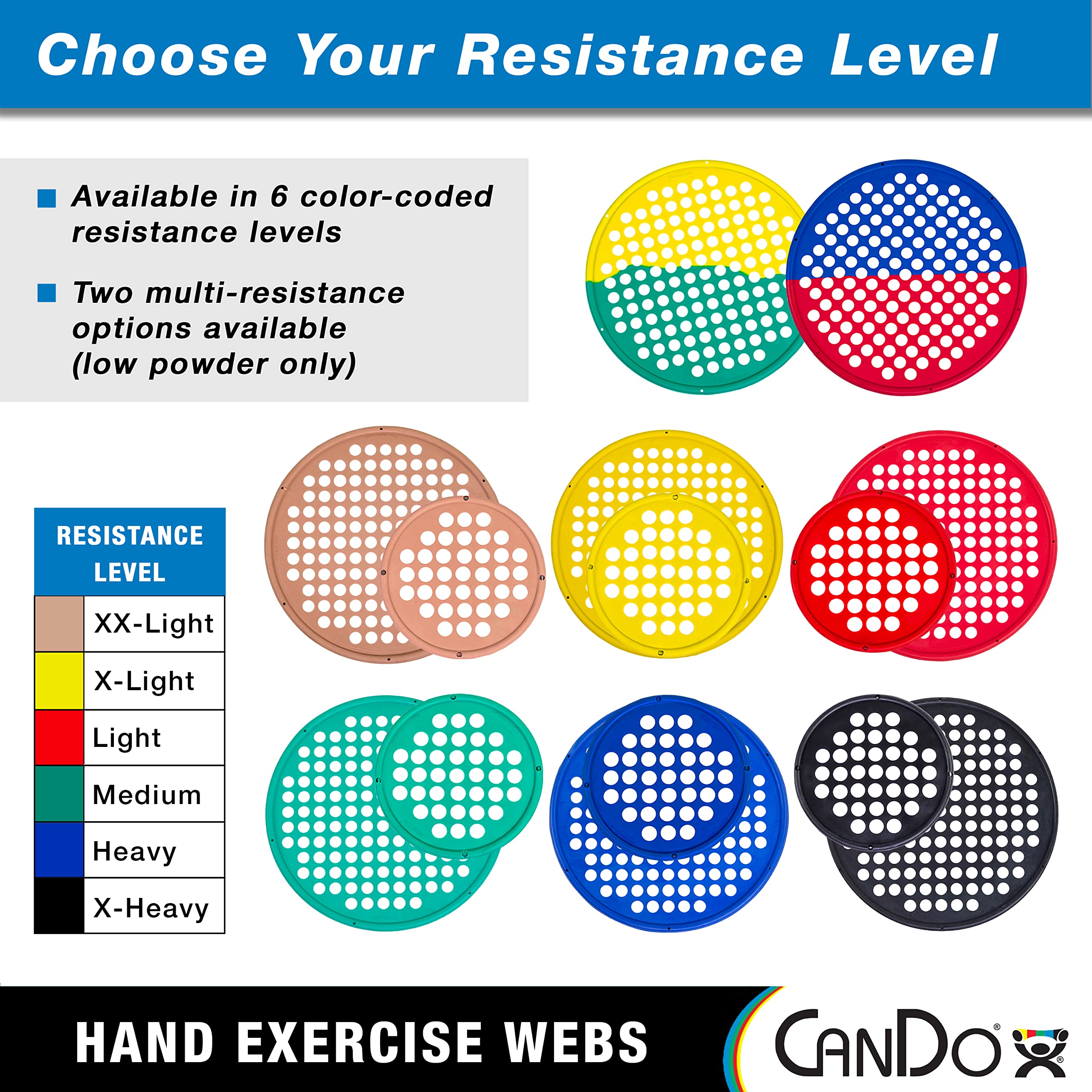 CanDo Hand Exercise Webs for Physical Therapy, Grip Strengthening, and Hand, Finger, Wrist Resistance Workouts, Portable Size, Latex Free, 14" Diameter, Green: Medium