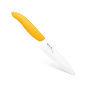 kyocera advanced ceramic revolution series 4.5-inch utility knife, yellow handle, white blade