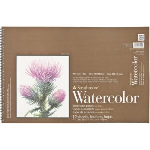 strathmore p440-3 watercolor pad, 12"x18" wire bound, 12 sheets