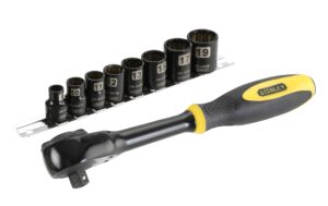 stanley 0-94-606 ratchet rotator (9 piece), black/silver