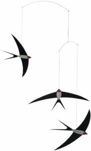 3 swallow hanging mobile - 20 inches - high quality - handmade in denmark by flensted