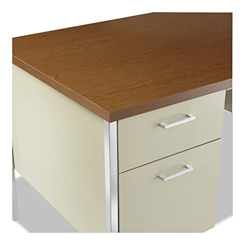 Alera SD216030PO Double Pedestal Steel Desk, 60w x30d x 29-1/2h, Cherry/Putty