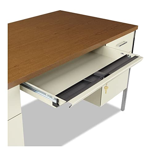 Alera SD216030PO Double Pedestal Steel Desk, 60w x30d x 29-1/2h, Cherry/Putty