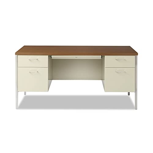 Alera SD216030PO Double Pedestal Steel Desk, 60w x30d x 29-1/2h, Cherry/Putty