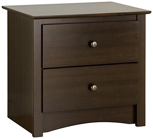 Prepac Sonoma Traditional Nightstand Side Table with 2 Drawers, Functional 2-Drawer Bedside Table 16" D x 23.25" W x 21.75" H, Espresso, EDC-2422