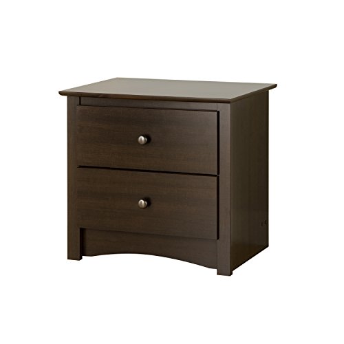 Prepac Sonoma Traditional Nightstand Side Table with 2 Drawers, Functional 2-Drawer Bedside Table 16" D x 23.25" W x 21.75" H, Espresso, EDC-2422