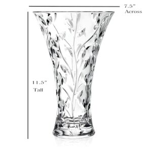 Lorren Home Trends Crystal Laurus Vase 11"-Made In Italy