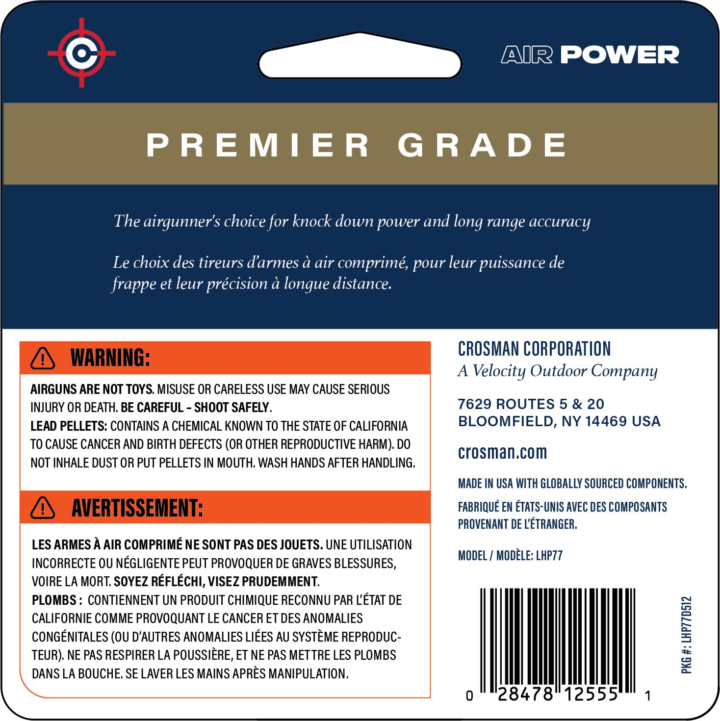 Crosman Premier LHP77 .177-Caliber Hollow Point Pellets, metallic(500-Count)(Packaging May Vary)