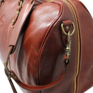 Cenzo Duffle Vecchio Brown Italian Leather Weekender Travel Bag