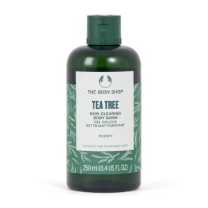 the body shop tea tree skin clearing body wash – daily wash for clearer looking skin – for oily, blemished skin – 8.4 oz