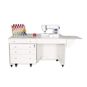 Arrow K8811 Kangaroo Sewing Cabinet for Sturdy Sewing, Cutting, Quilting, and Crafting with Joey II 3 Drawer Storage Cabinet, Portable with Wheels, White Ash Finish