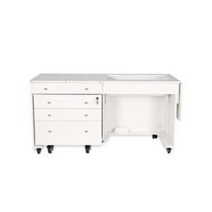 Arrow K8811 Kangaroo Sewing Cabinet for Sturdy Sewing, Cutting, Quilting, and Crafting with Joey II 3 Drawer Storage Cabinet, Portable with Wheels, White Ash Finish