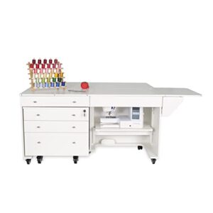 Arrow K8811 Kangaroo Sewing Cabinet for Sturdy Sewing, Cutting, Quilting, and Crafting with Joey II 3 Drawer Storage Cabinet, Portable with Wheels, White Ash Finish