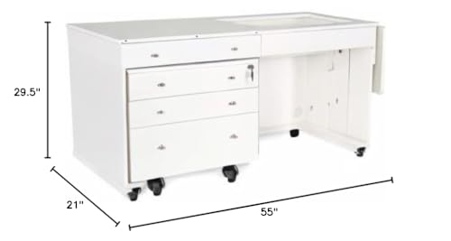 Arrow K8811 Kangaroo Sewing Cabinet for Sturdy Sewing, Cutting, Quilting, and Crafting with Joey II 3 Drawer Storage Cabinet, Portable with Wheels, White Ash Finish