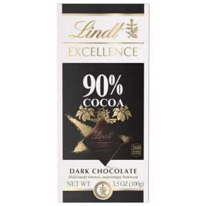 Lindt EXCELLENCE 90% Cocoa Dark Chocolate Bar, Dark Chocolate Candy, 3.5 oz. (12 Pack)