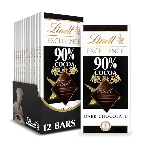 Lindt EXCELLENCE 90% Cocoa Dark Chocolate Bar, Dark Chocolate Candy, 3.5 oz. (12 Pack)