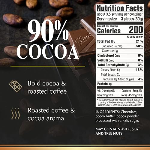 Lindt EXCELLENCE 90% Cocoa Dark Chocolate Bar, Dark Chocolate Candy, 3.5 oz. (12 Pack)