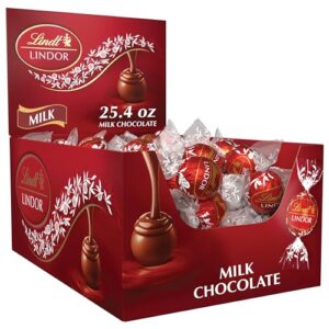 lindt lindor milk chocolate candy truffles, milk chocolate with smooth, melting truffle center, 25.4 oz., 60 count