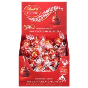 Lindt LINDOR Milk Chocolate Candy Truffles, Milk Chocolate with Smooth, Melting Truffle Center, 25.4 oz., 60 Count