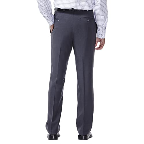 Haggar mens Eclo Stria Expandable-waist Plain-front dress pants, Med Grey, 38W x 32L US