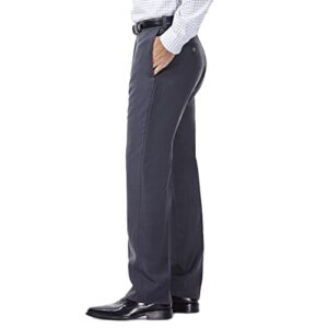 Haggar mens Eclo Stria Expandable-waist Plain-front dress pants, Med Grey, 38W x 32L US