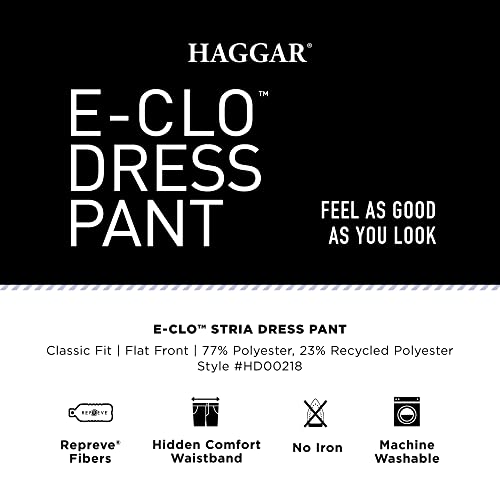 Haggar mens Eclo Stria Expandable-waist Plain-front dress pants, Brown, 38W x 29L US