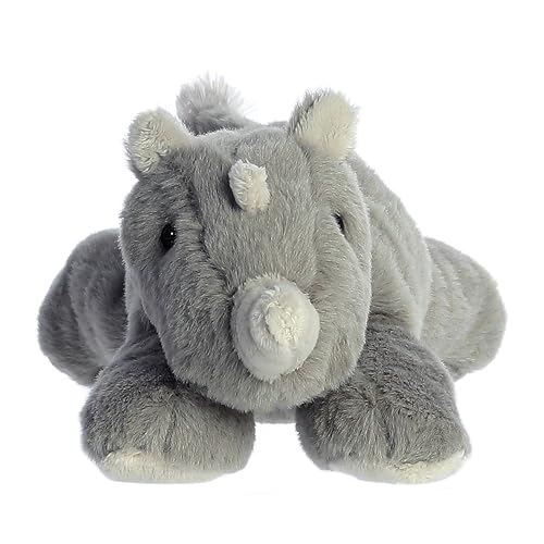 Aurora® Adorable Mini Flopsie™ Rhino Stuffed Animal - Playful Ease - Timeless Companions - Gray 8 Inches