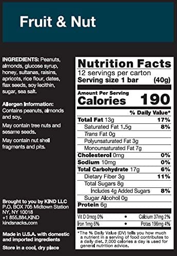 KIND KIND Bars, Fruit & Nut, Fruit & Nut, 12 Count (Pack of 12)