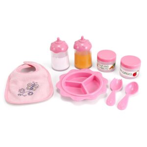 melissa & doug mine to love time to eat doll accessories feeding set (8 pcs) , pink