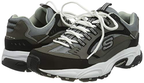 Skechers Sport Men's Stamina Nuovo Cutback Lace-Up Sneaker,Charcoal/Black,11 M US