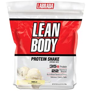 labrada nutrition lean body hi-protein meal replacement shake, vanilla, 2.47-pound tub packaging may vary