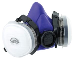 sas safety 8661-92 bandit half mask respirator, medium, blue