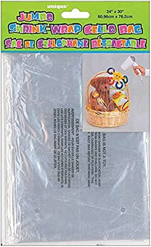 Clear Jumbo Shrink Wrap Cellophane Bag - 24" x 30" - Perfect for Gift Baskets, Birthday, Baby Shower, Bridal Shower & More (1 Roll)