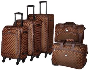 american flyer luggage madrid 5 piece spinner set, brown, one size