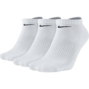 nike unisex performance cushion no-show training socks (3 pairs), white/black, medium