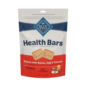 blue buffalo health bars natural crunchy dog treats biscuits, bacon, egg & cheese 16-oz bag