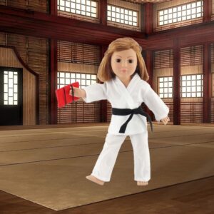 Emily Rose 18 Inch Doll Karate Clothes & Accessories Taekwondo Martial Arts Gift Set - includes all 9 Color Accessory Belts | Gift Boxed! | Compatible with 18" American Girl Dolls