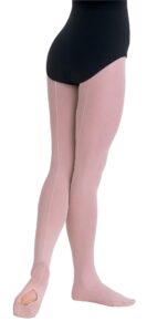 body wrappers children's totalstretch mesh back seam convertible tights (ballet pink, 6x-7) - c45