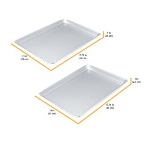 Chicago Metallic Commercial II Traditional Uncoated 16-3/4 by 12-Inch Jelly-Roll Pan, Perfect for making jelly rolls, cookies, pastries, pizza, one-pan meals, and more, Set of 2