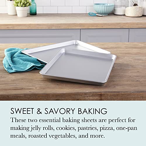 Chicago Metallic Commercial II Traditional Uncoated 16-3/4 by 12-Inch Jelly-Roll Pan, Perfect for making jelly rolls, cookies, pastries, pizza, one-pan meals, and more, Set of 2